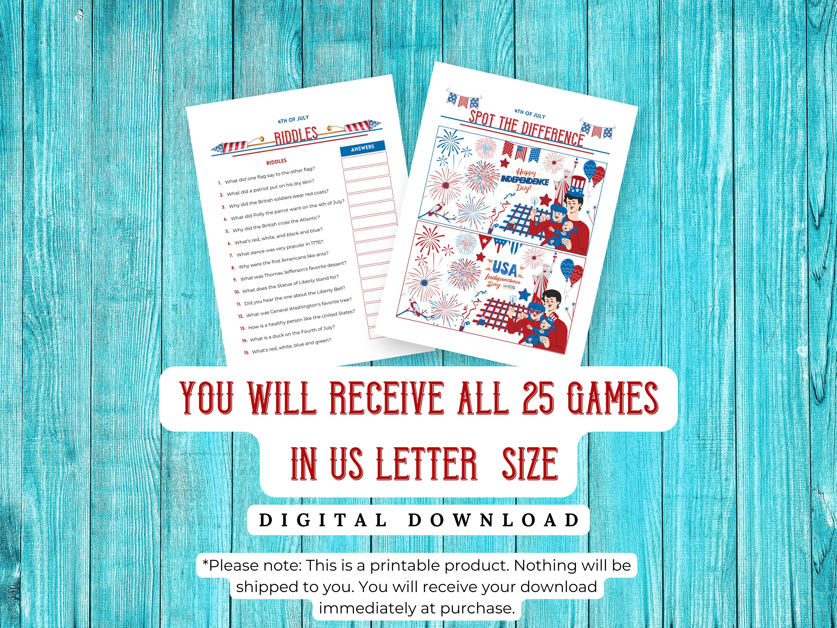 25 Independence Day Games answer Key Included,4th of July Games ...