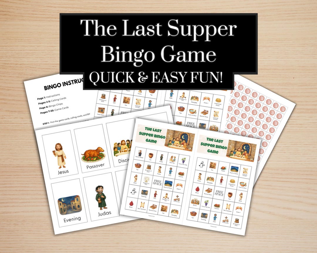 The Last Supper Printable Bingo Game, Sunday School Game, Bible Games ...