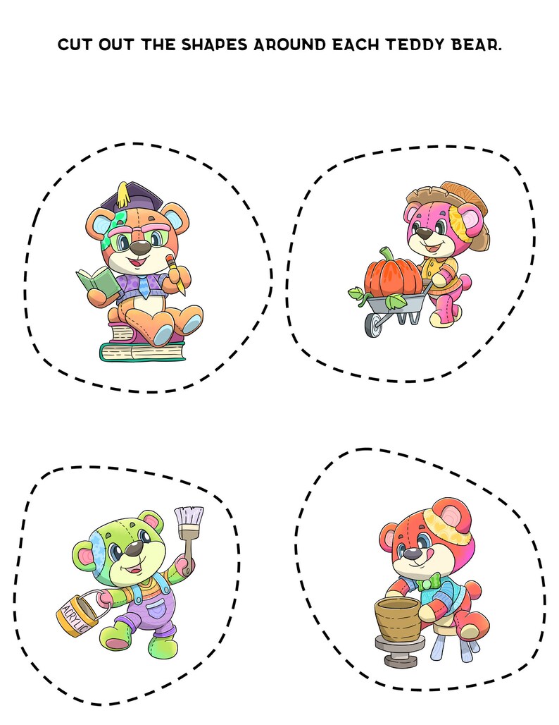 Pre-k Teddy Bear Scissor Skill Practice Sheets - Etsy