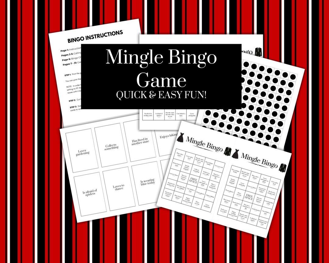 Mingle Bingo Printable Game, Mix and Mingle Bingo, Jingle and Mingle ...