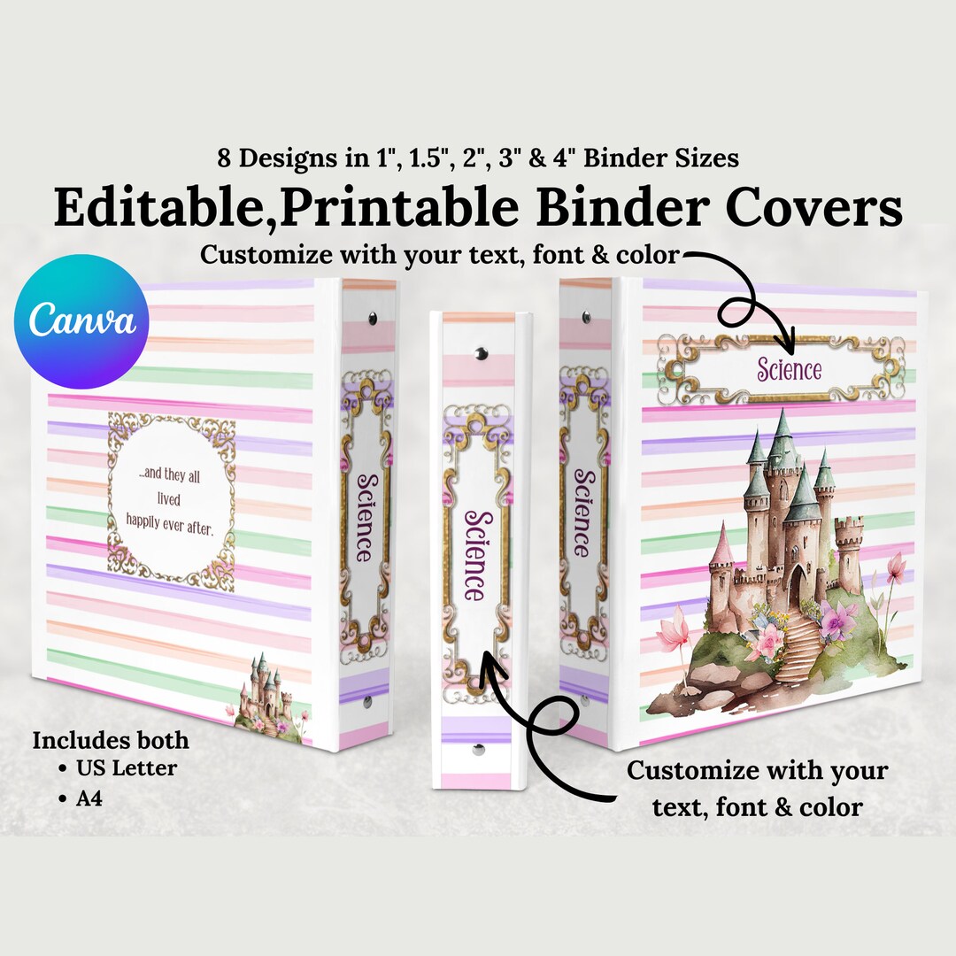 Editable Castle Binder Covers - Canva Templates, Fairytale Binder ...