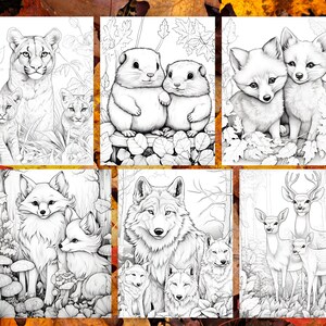 Woodland Animals Coloring Pages - Fall Coloring Pages, Grayscale ...