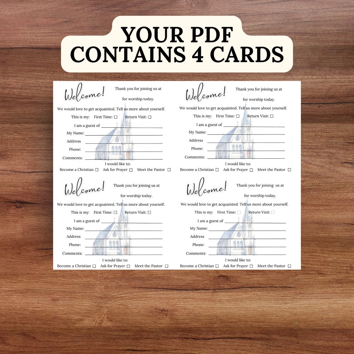 Editable Church Visitor Cards - Church Visitor Cards, Church Welcome ...