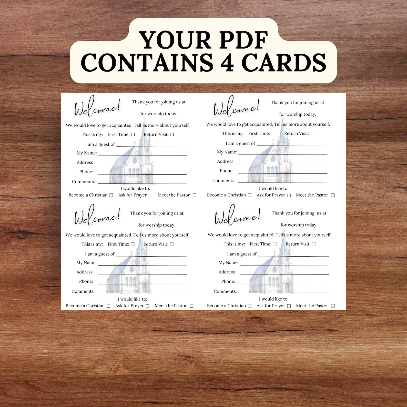 Editable Church Visitor Cards - Church Visitor Cards, Church Welcome ...