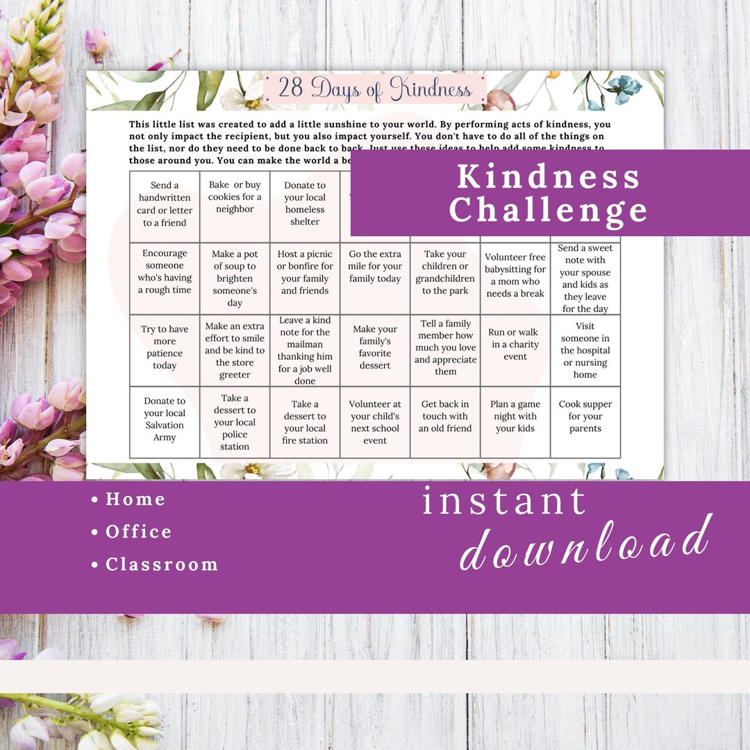 28 Days of Kindness Printable - Kindness Matters, Acts of Kindness ...