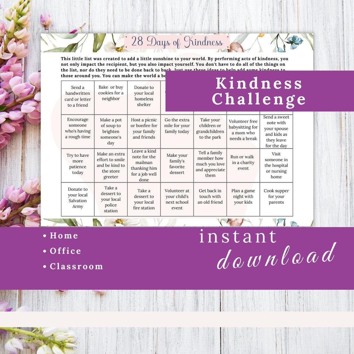 28 Days of Kindness Printable - Kindness Matters, Acts of Kindness ...