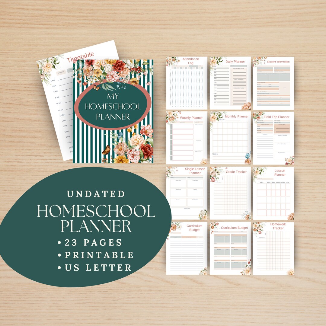 Floral Homeschool Planner - Homeschool Planner, Printable Planner ...