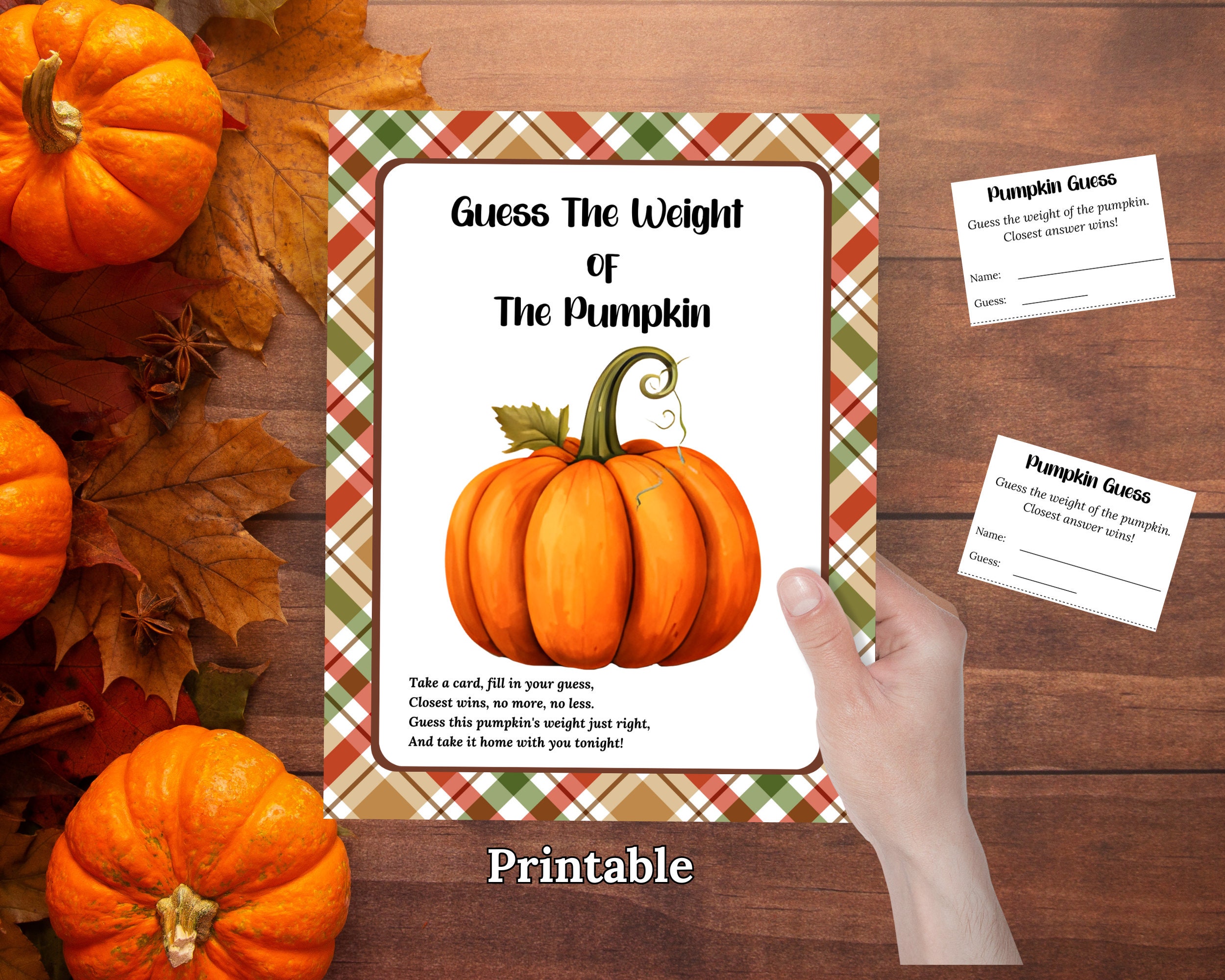 Guess the Weight of the Pumpkin Game - Thanksgiving Games,halloween ...