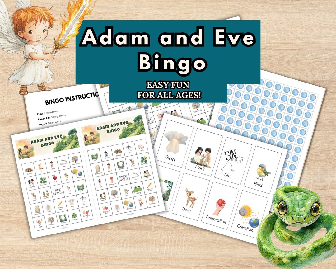 Adam and Eve Printable Bingo Game - Sunday School Game, Kids Church ...