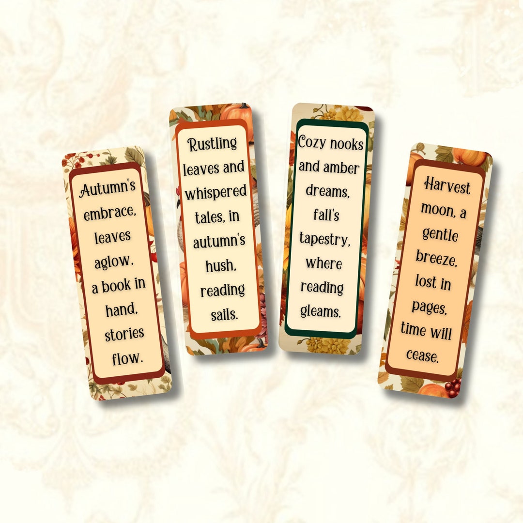 Fall Poetry Bookmarks - Printable Bookmarks, Poetry Bookmarks ...