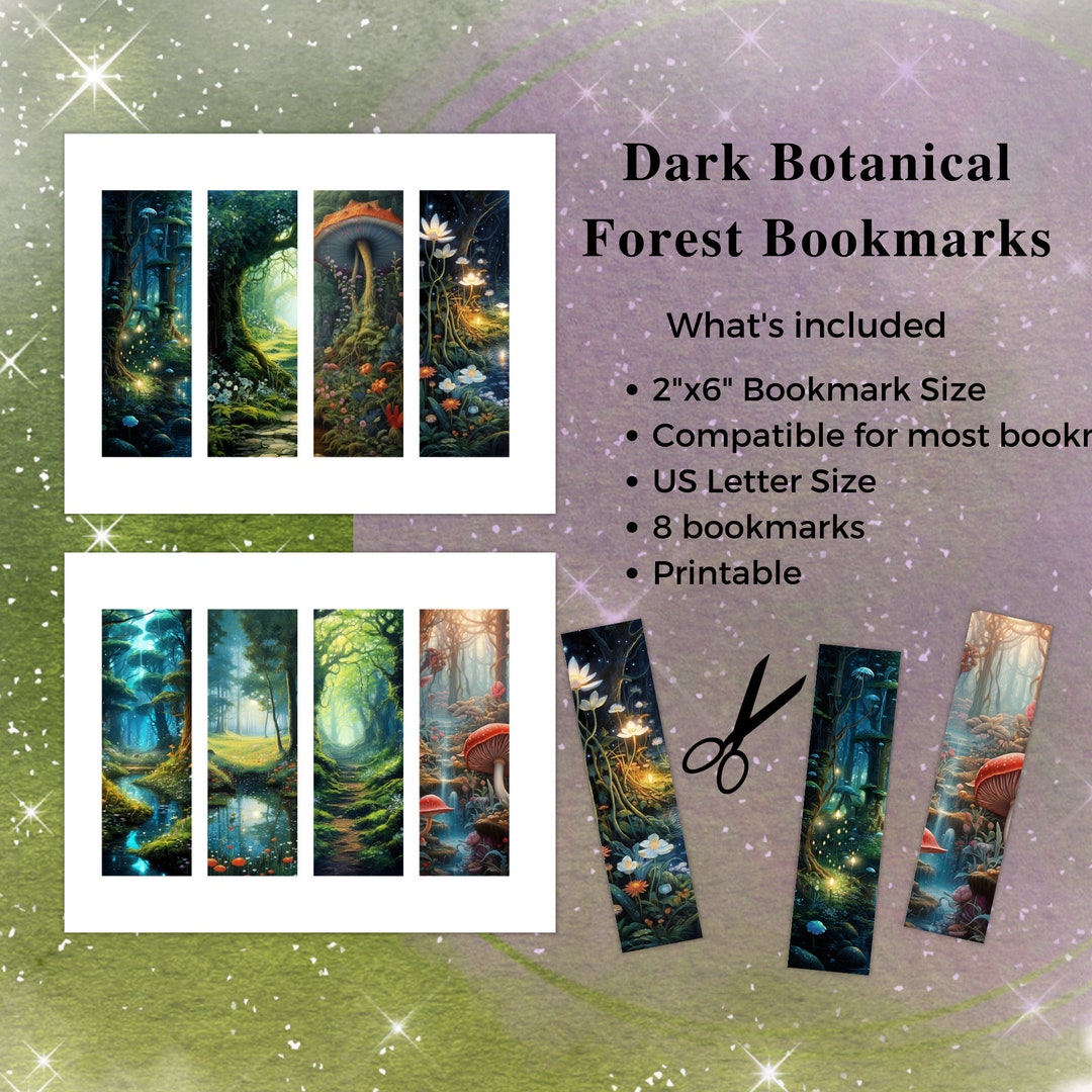 Dark Botanical Forest Bookmarks - Fantasy Bookmarks, Gothic Bookmarks ...