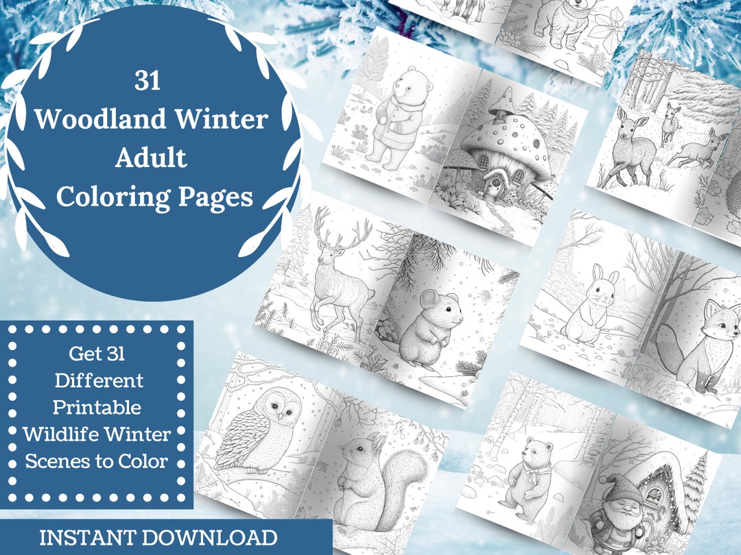 Woodland Winter Adult Coloring Pages - Coloring Pages, Coloring ...