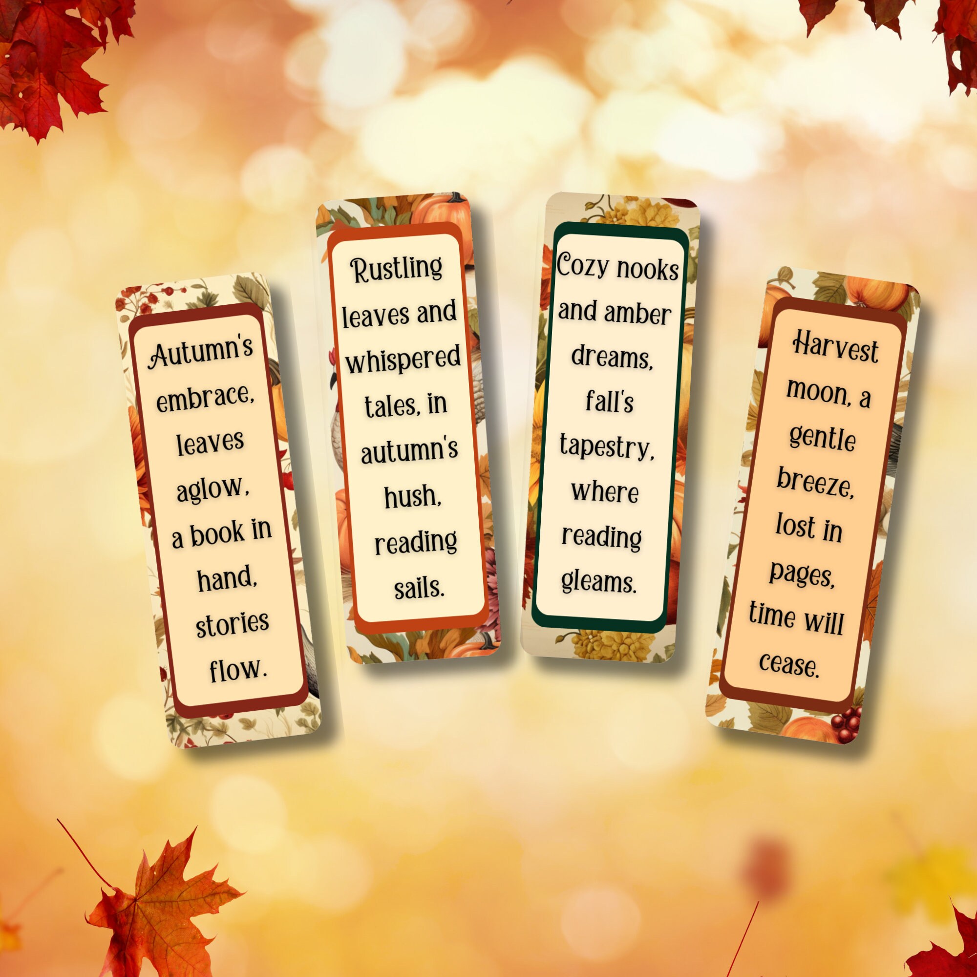 Fall Poetry Bookmarks - Printable Bookmarks, Poetry Bookmarks ...