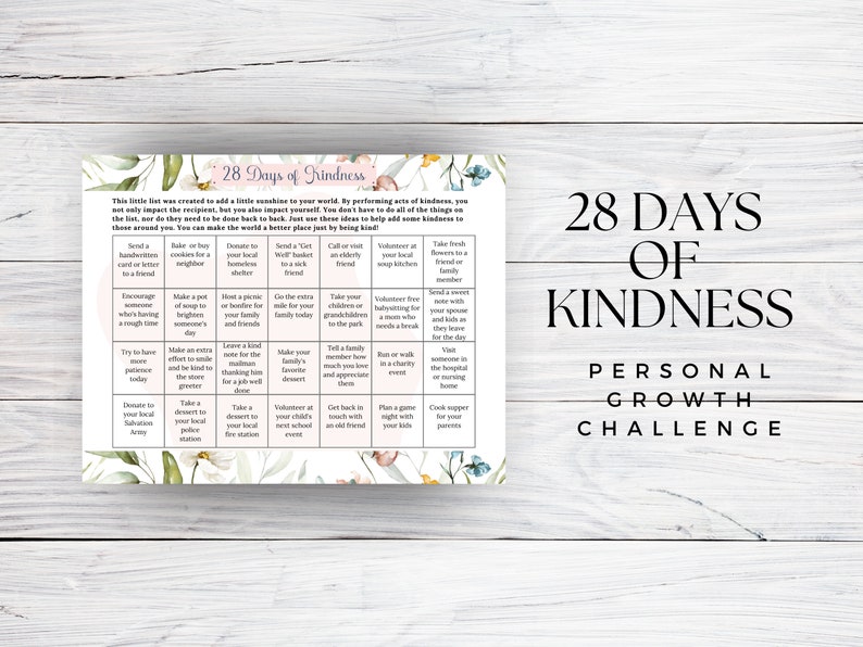 28 Days of Kindness Printable - Kindness Matters, Acts of Kindness ...