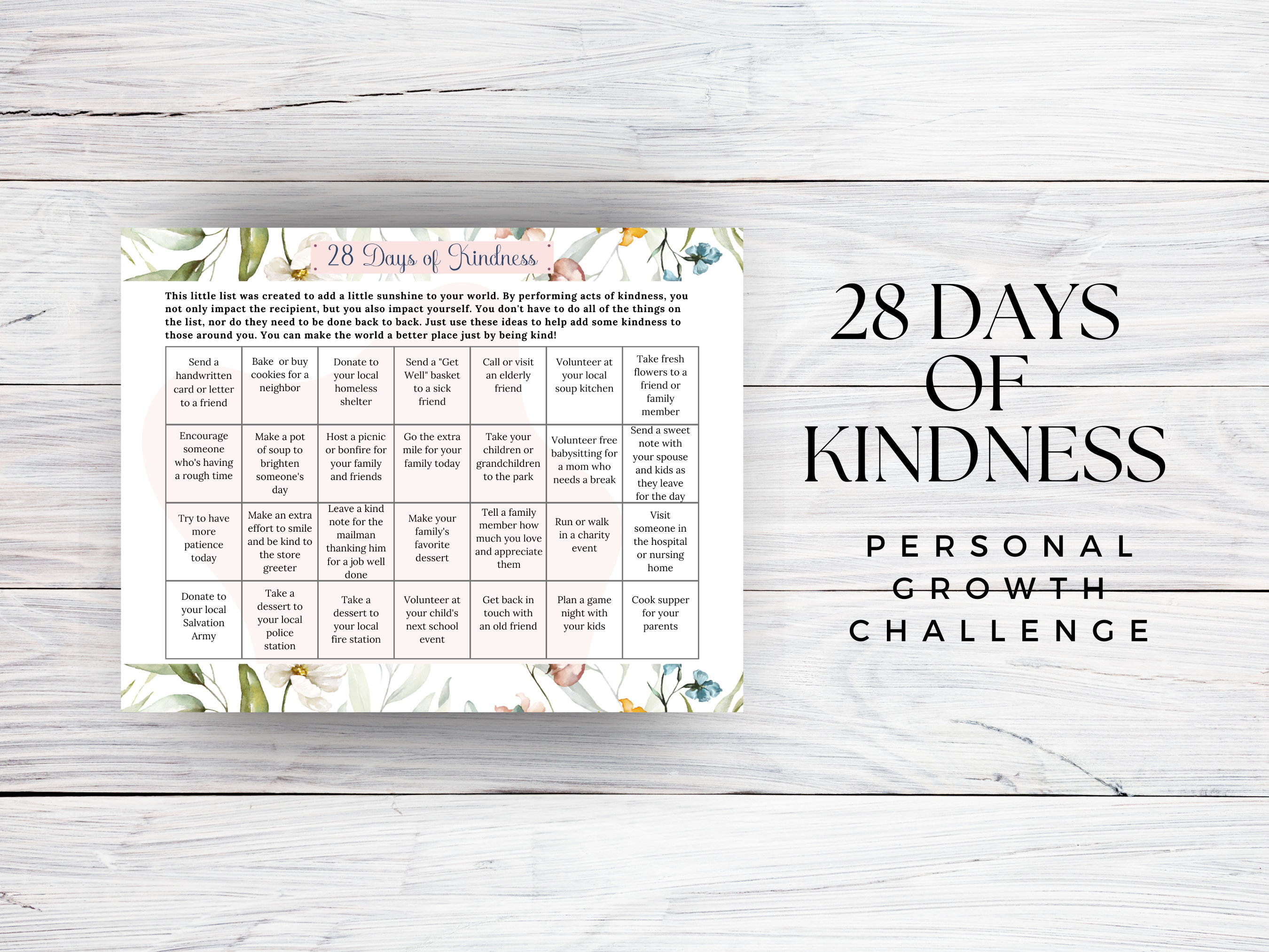 28 Days of Kindness Printable - Kindness Matters, Acts of Kindness ...