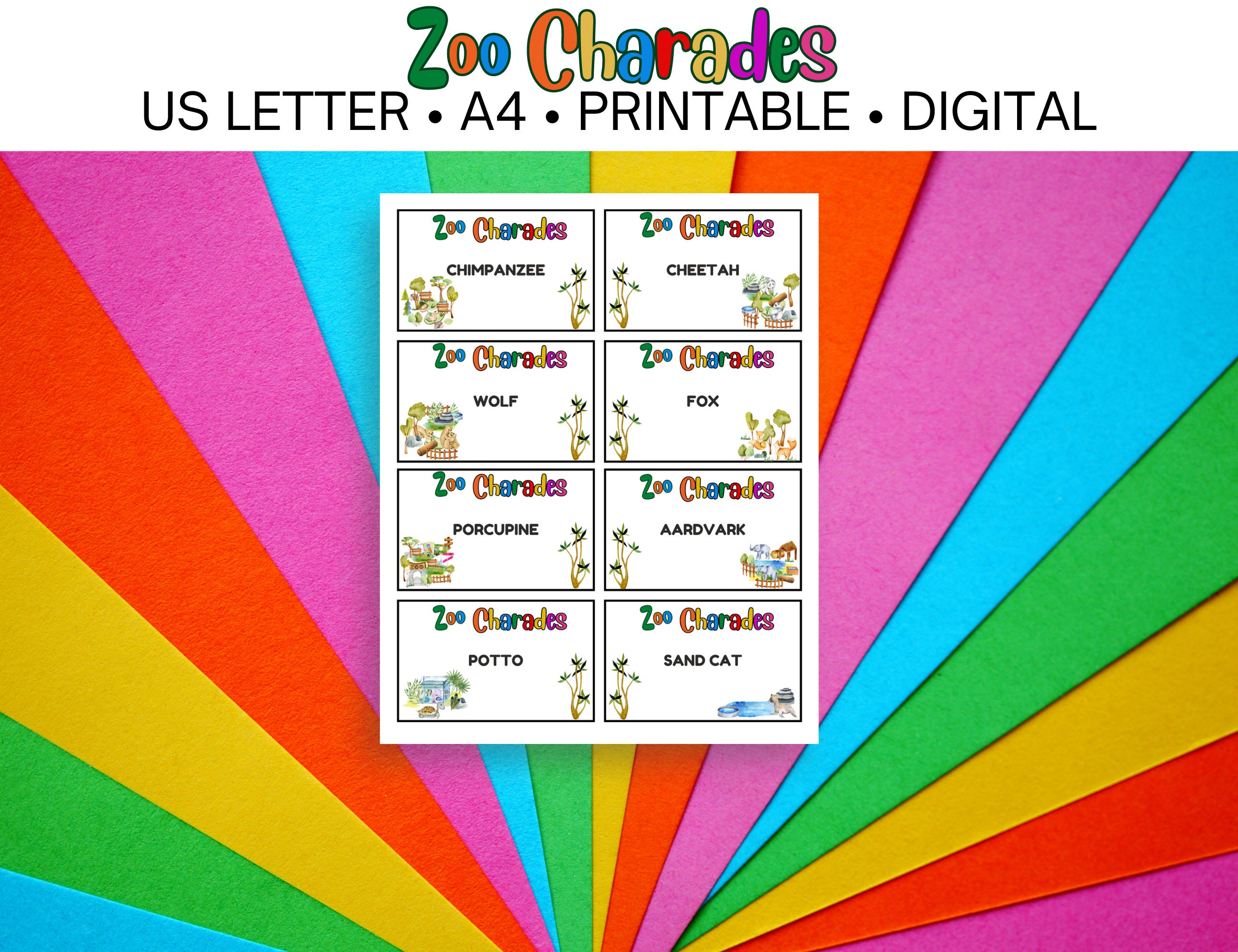 Zoo Charades - Family Games, Sunday School Games, Toddler Games, Games ...