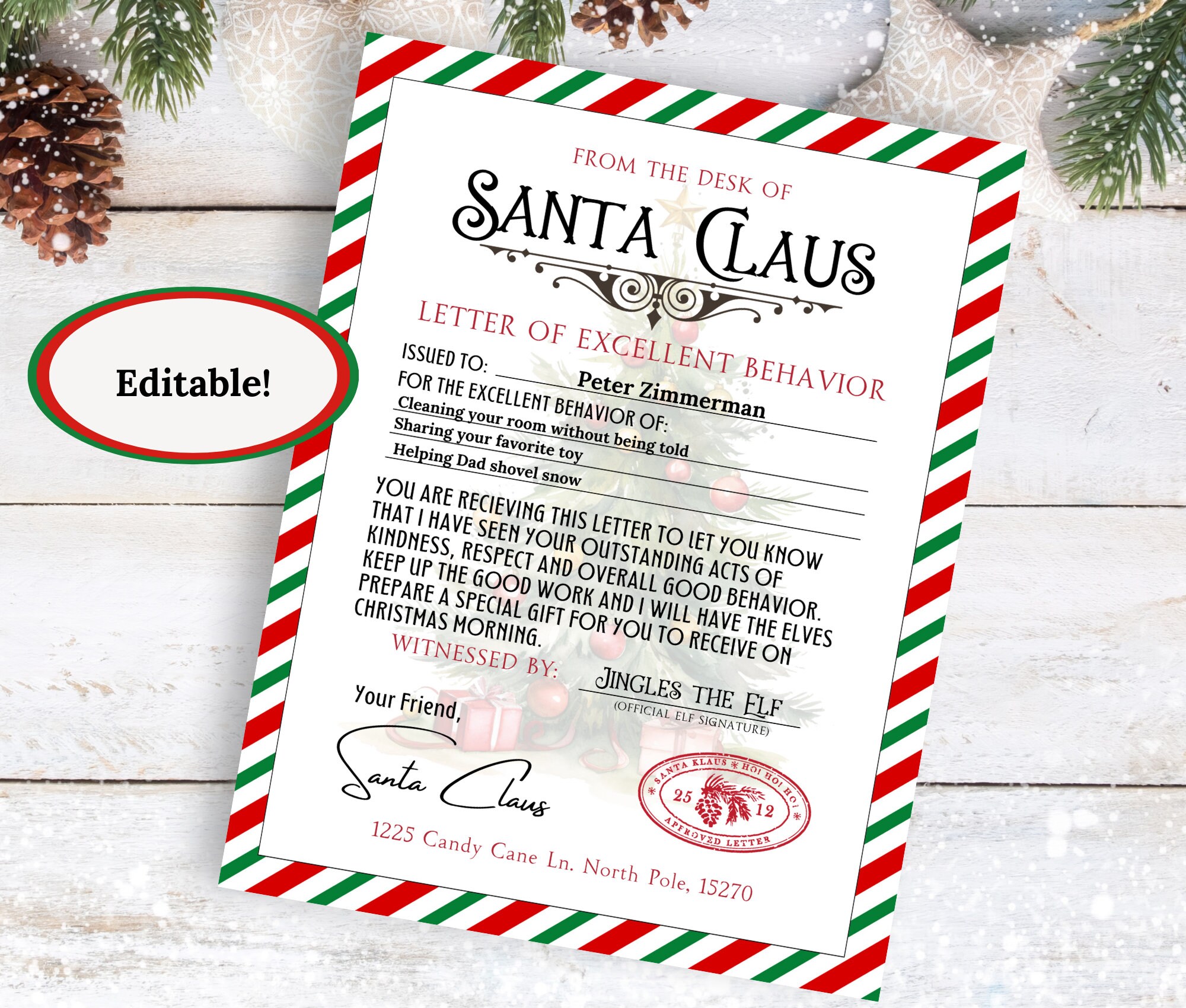 Editable Santa Warning Letter & Letter of Excellent Behavior Naughty ...