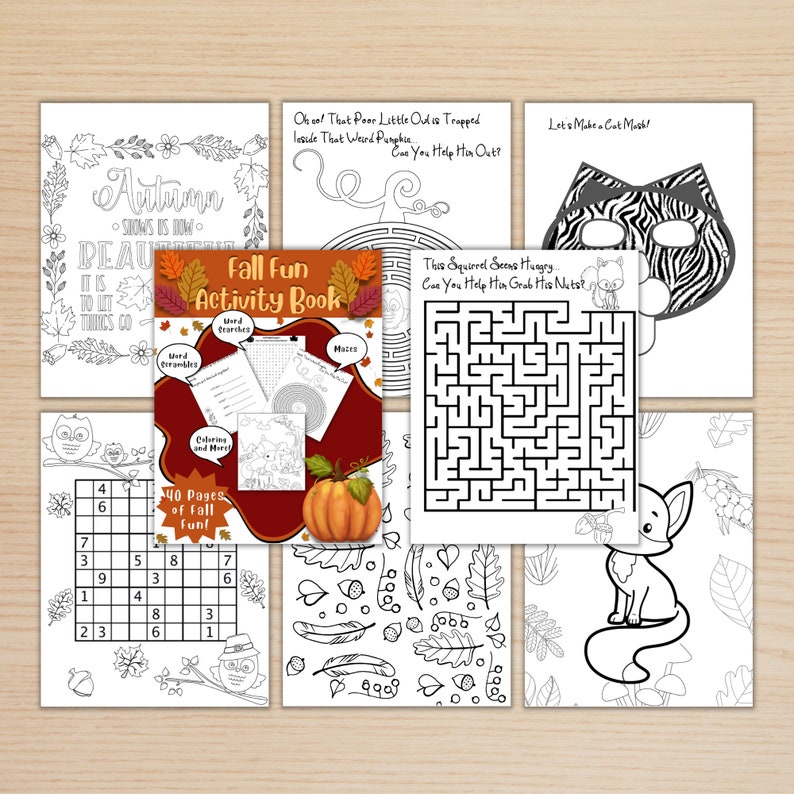 Kid's Fall Activity Book, Printable Activities for Kid's, Fall ...