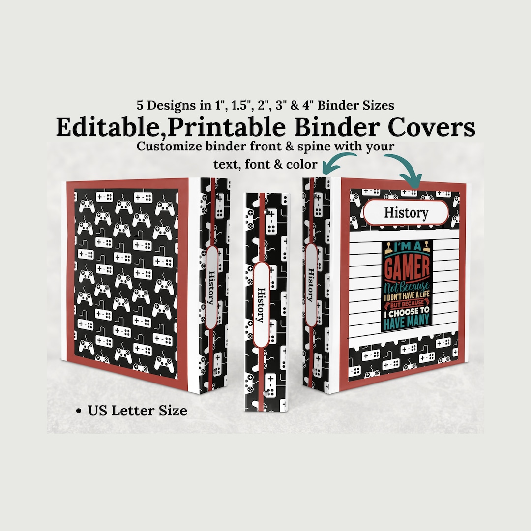 Gamer Binder Covers - Student Binder, Editable Binder, Gamer Binder ...