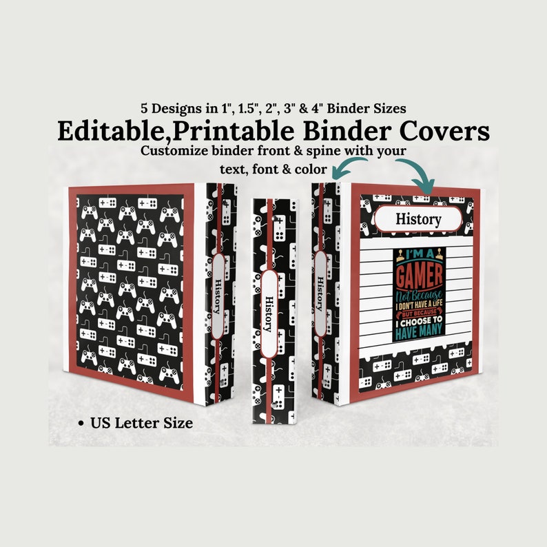 Gamer Binder Covers - Student Binder, Editable Binder, Gamer Binder ...