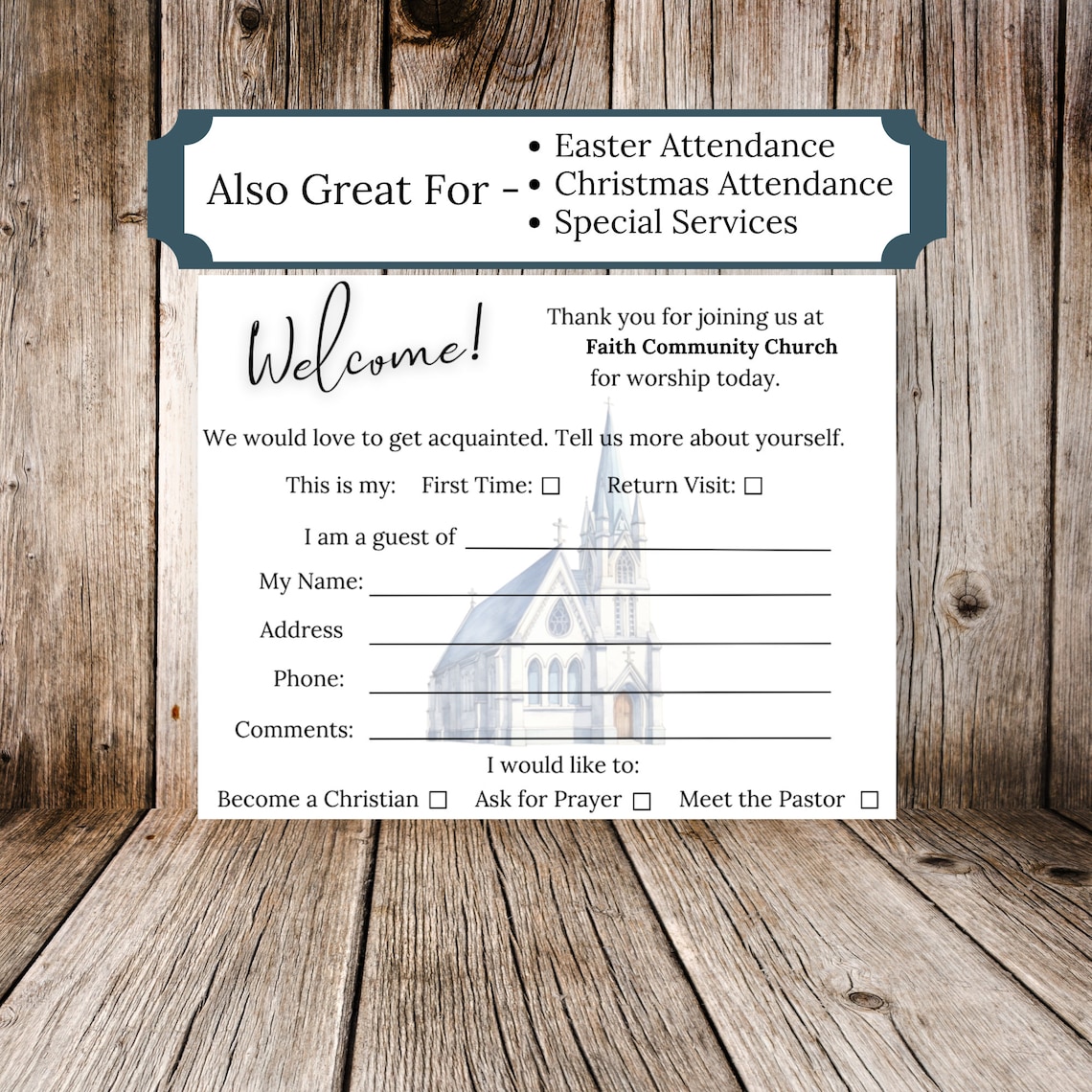 Editable Church Visitor Cards - Church Visitor Cards, Church Welcome ...