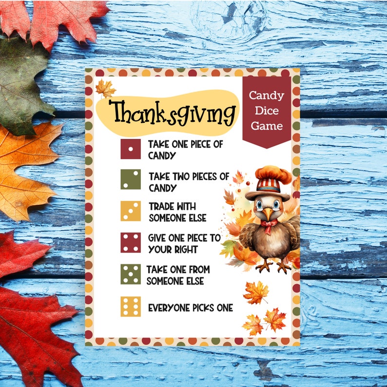 Thanksgiving Candy Dice Game - Thanksgiving Games, Dice Game, Family ...