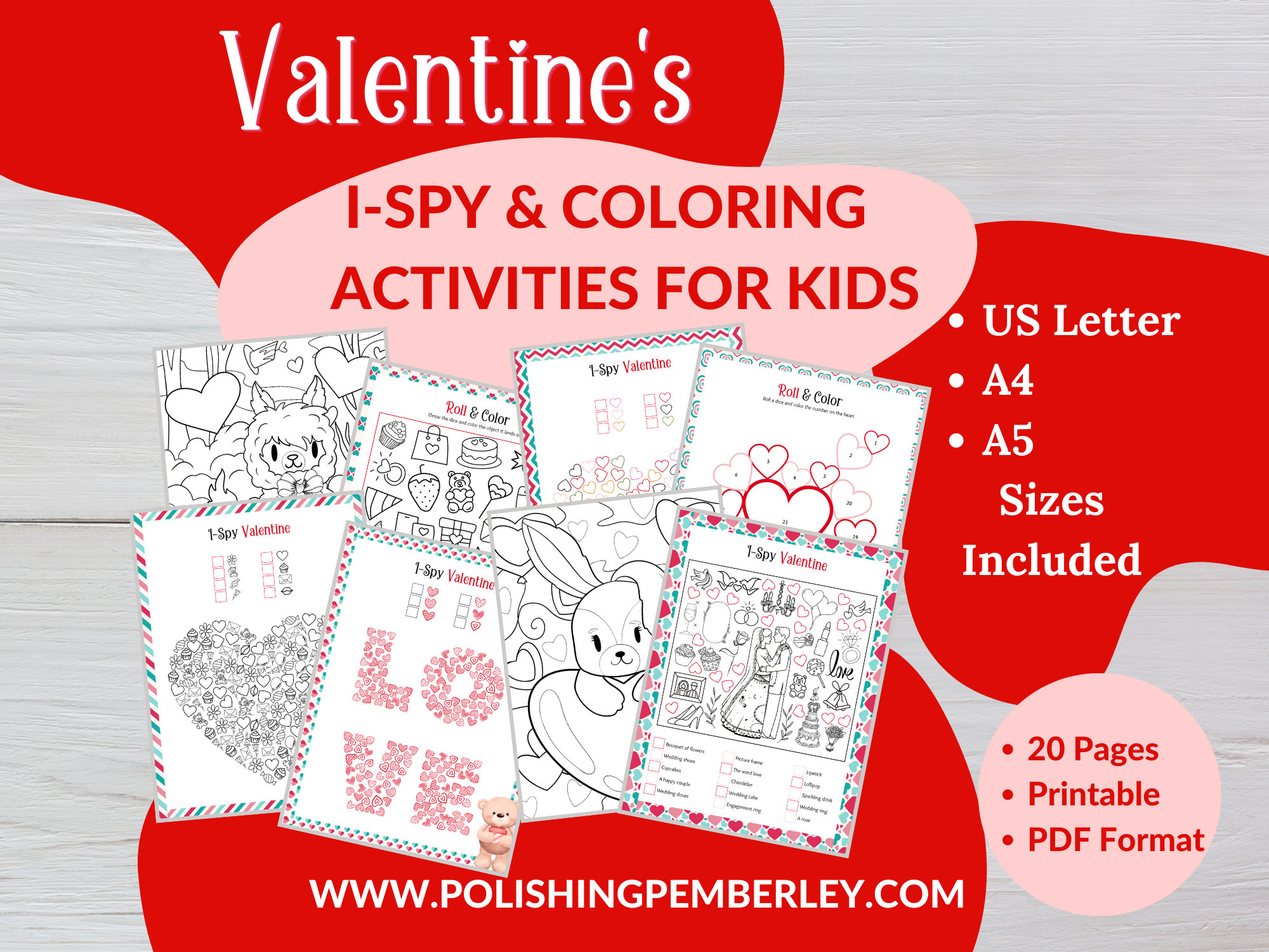 20 Valentine's I-spy & Coloring Activities - Etsy