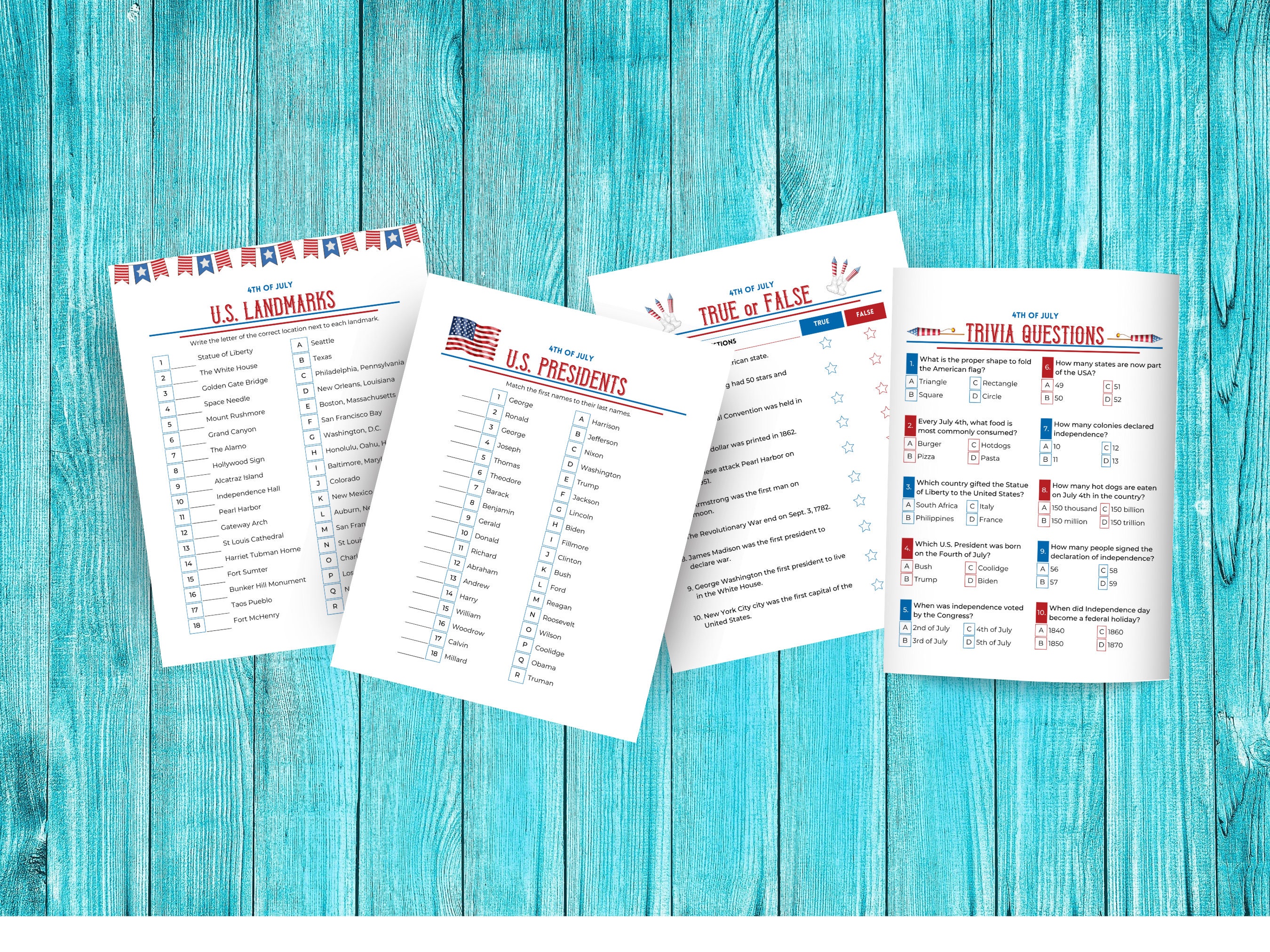 25 Independence Day Games -(answer Key Included),4th of July Games ...