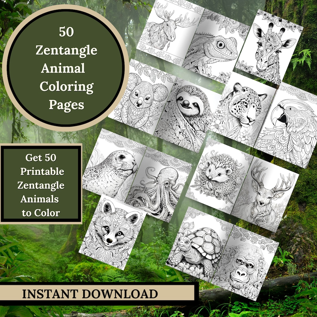 50 Zentangle Animal Coloring Pages, Mandala Coloring, Mandala Animal ...