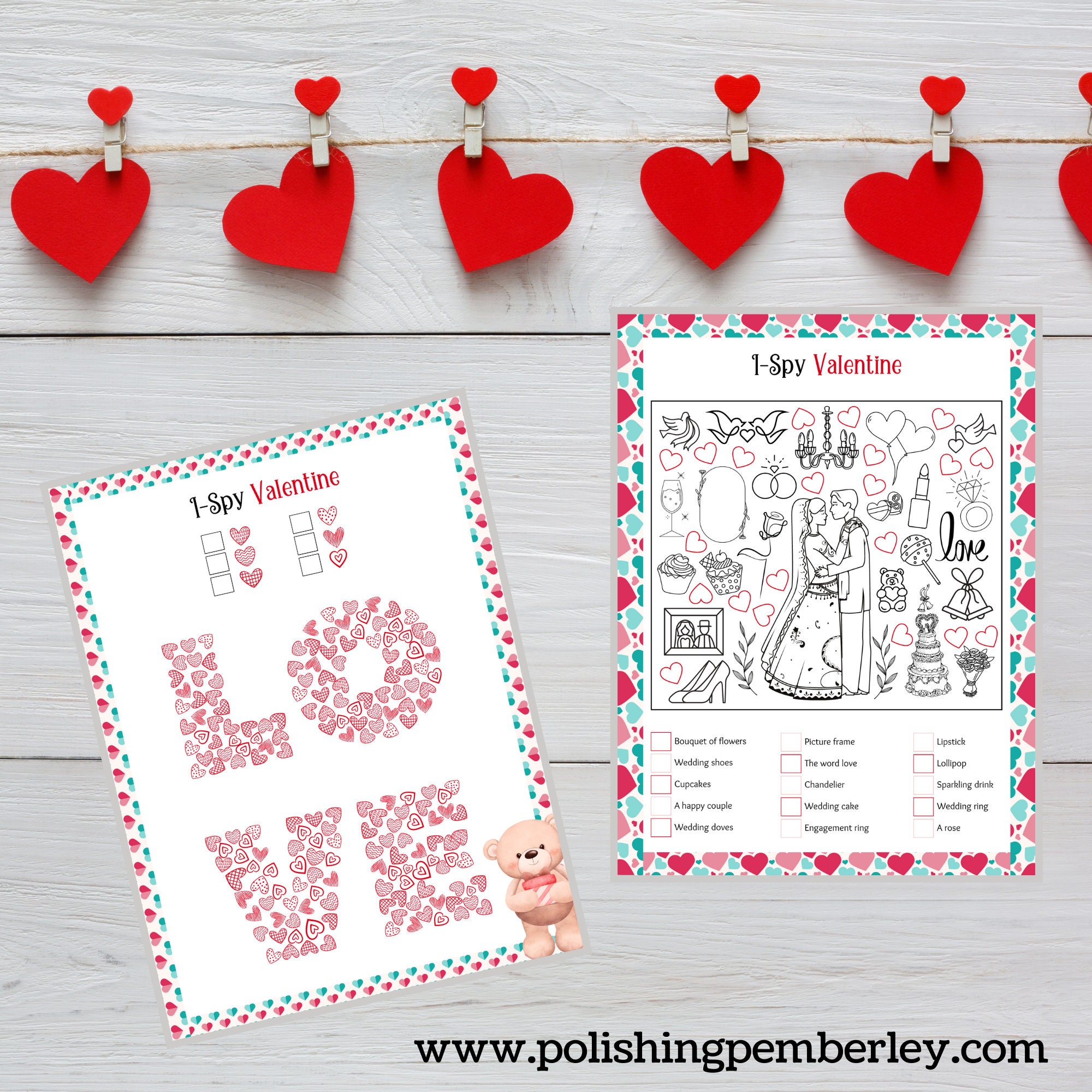 20 Valentine's I-spy & Coloring Activities - Etsy