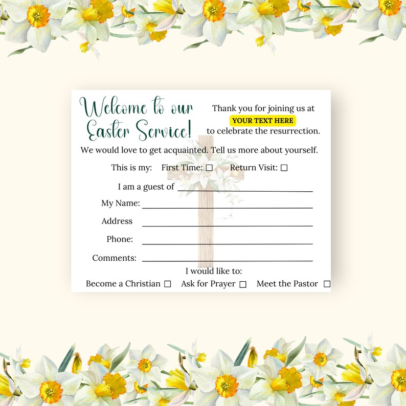 Editable Easter Play & Easter Service Visitor Cards - Church Visitor ...