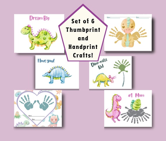 Dinosaur Thumbprint/handprint Crafts - Etsy