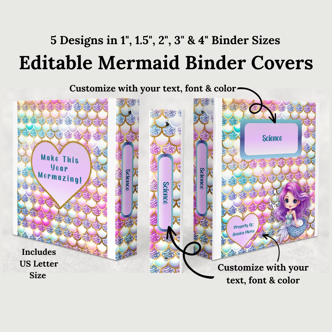 Mermaid Binder Covers - Binder Covers, Mermaid Binder, School Binder ...