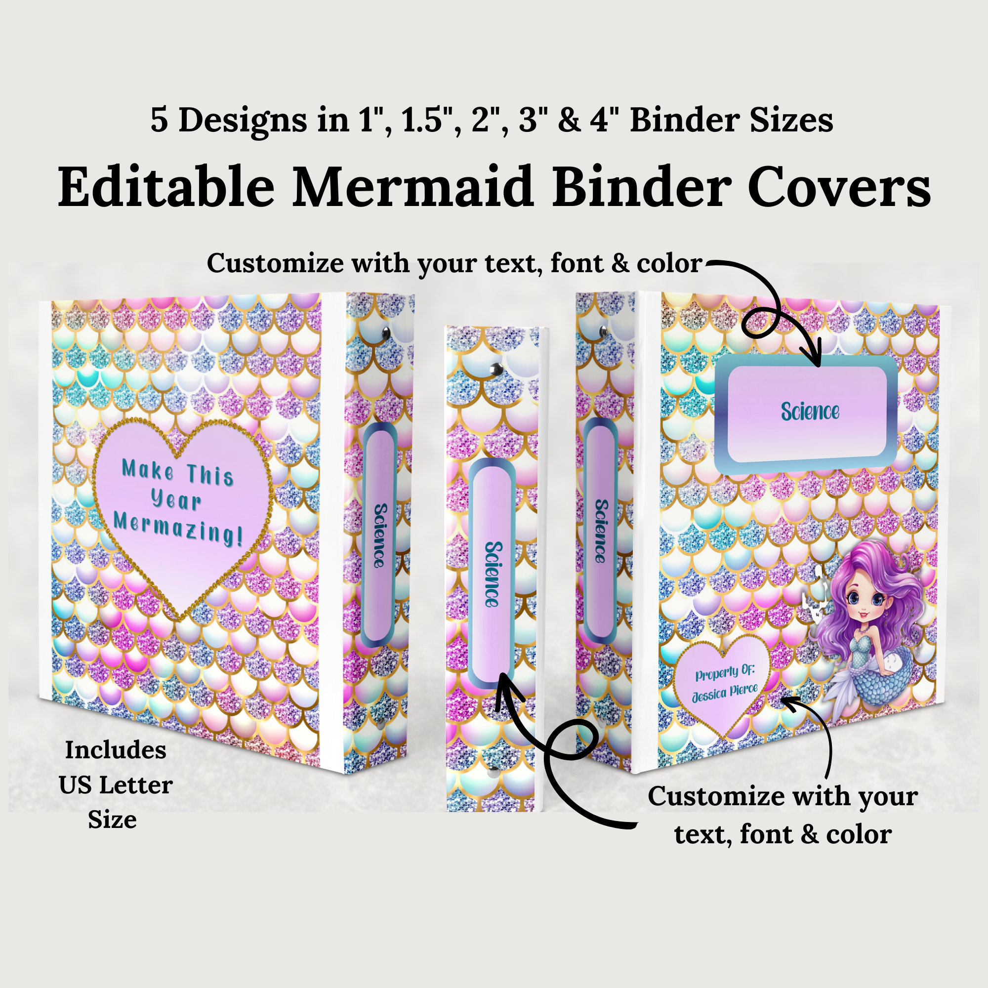 Mermaid Binder Covers - Binder Covers, Mermaid Binder, School Binder ...