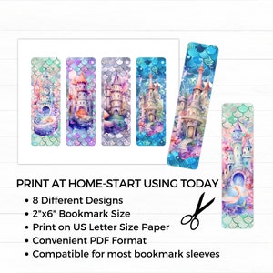 Mermaid Castle Bookmarks - Mermaid Bookmarks, Fairytale Bookmark ...