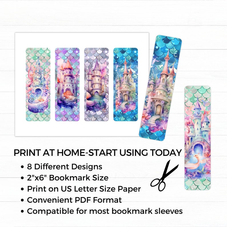 Mermaid Castle Bookmarks - Mermaid Bookmarks, Fairytale Bookmark ...