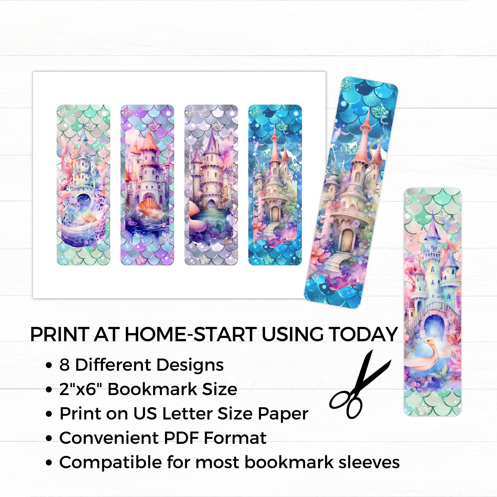 Mermaid Castle Bookmarks - Mermaid Bookmarks, Fairytale Bookmark ...