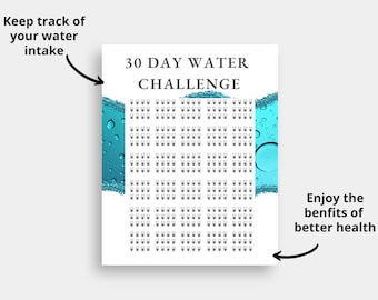 30 Day Hydration Challenge, Water Tracker, Water Diary, - Etsy