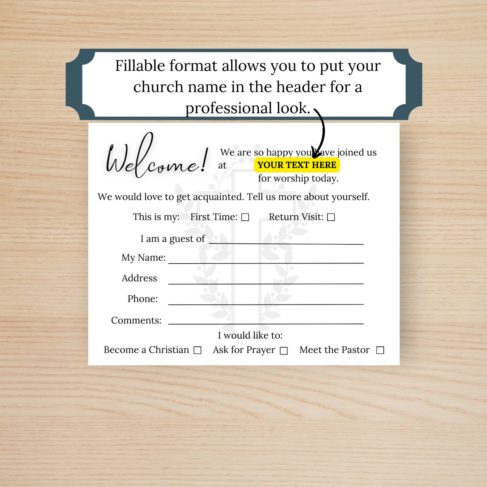 Editable Church Visitor Cards - Church Visitor Cards, Church Welcome ...