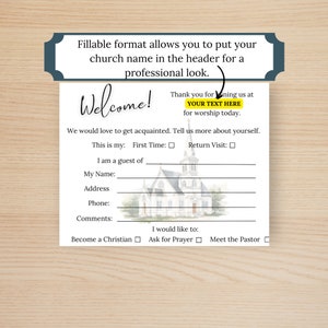 Editable Church Visitor Cards - Church Visitor Cards, Church Welcome ...