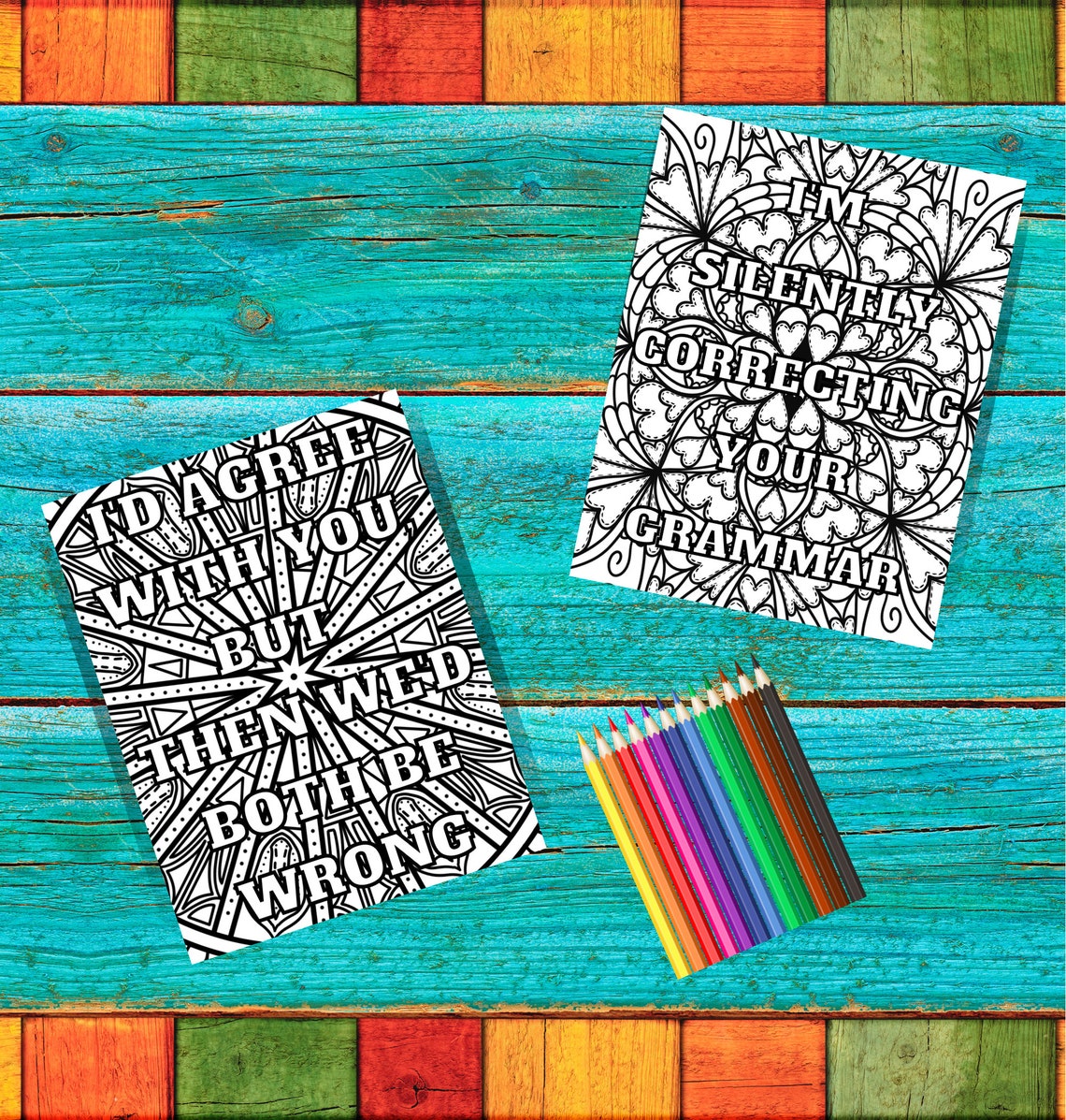 20 Funny Sarcastic Adult Coloring Pages to Print Printable - Etsy