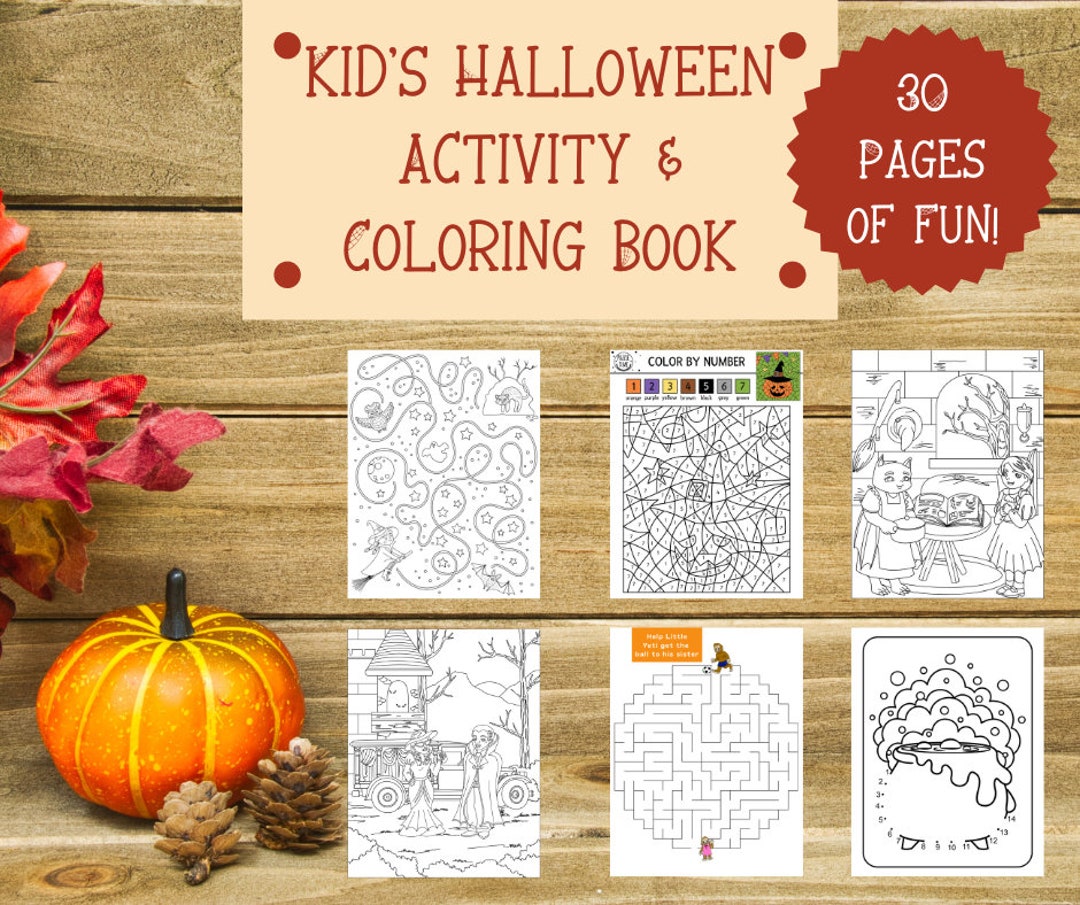 Kid's Halloween Activity and Coloring Book, Activity Book, Coloring ...
