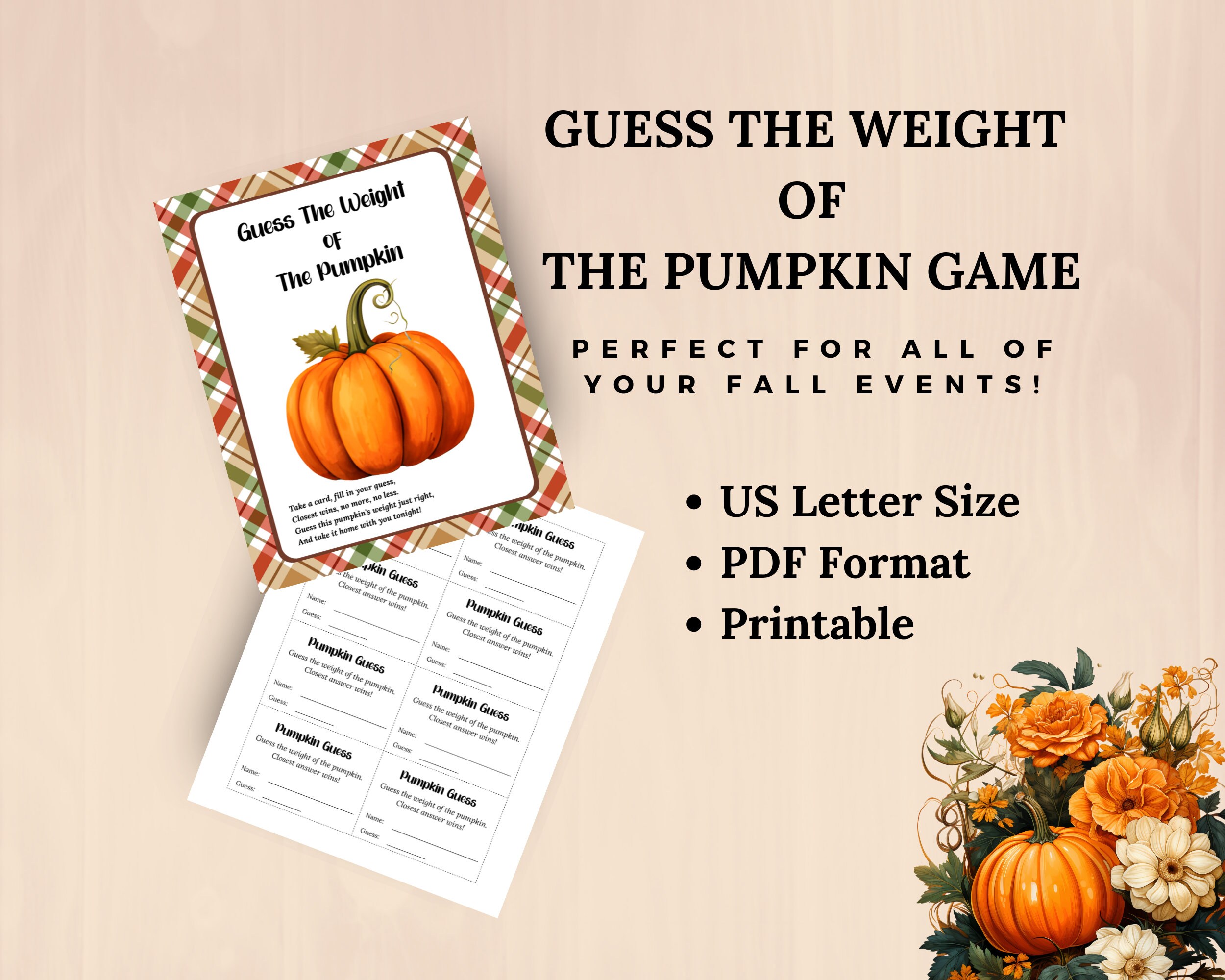 Guess the Weight of the Pumpkin Game - Thanksgiving Games,halloween ...