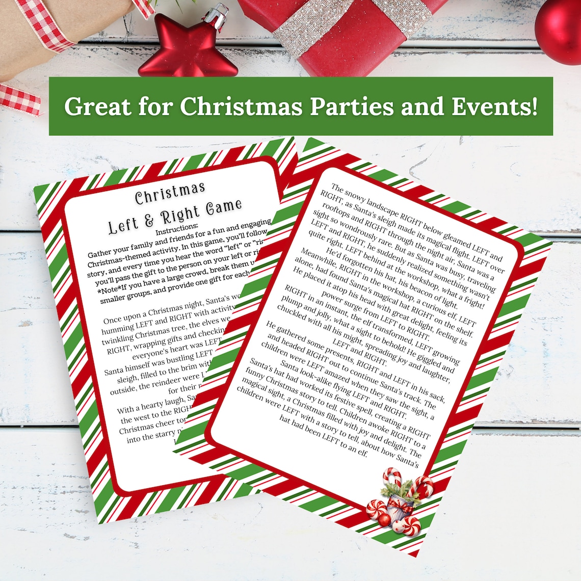 Christmas Left/right Party Game - Christmas Party Game, Left Right Game ...