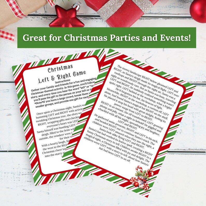 Christmas Left/right Party Game - Christmas Party Game, Left Right Game ...