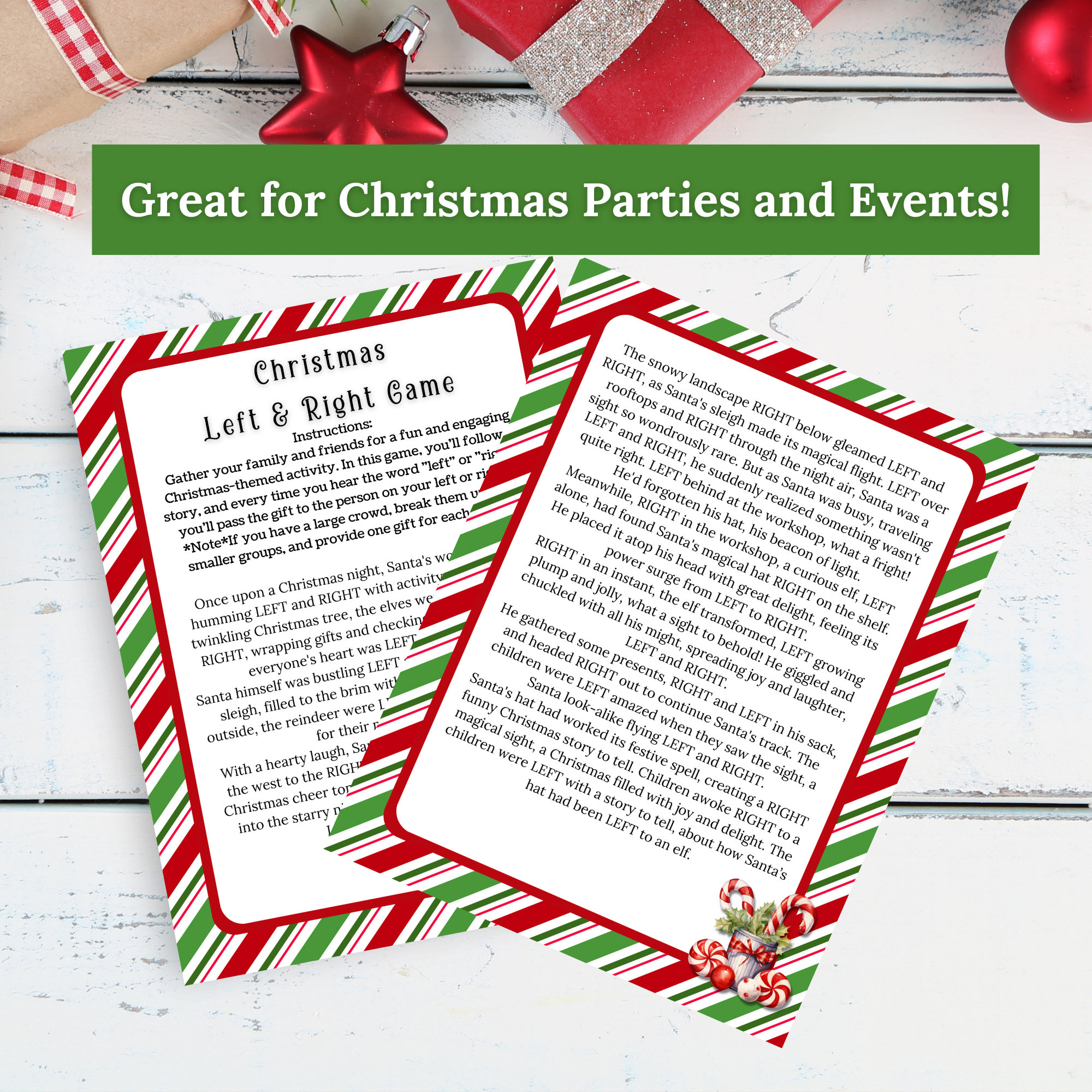 Christmas Left/right Party Game - Christmas Party Game, Left Right Game ...