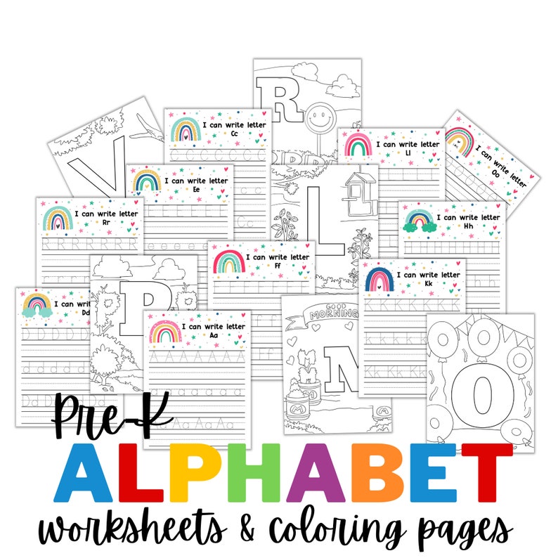 Pre-k Alphabet Practice & Coloring Sheets - Etsy
