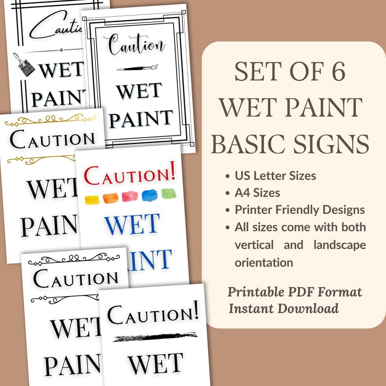 Set of 6 Printable Wet Paint Basic Signs - Art Teacher Signs, Artist ...