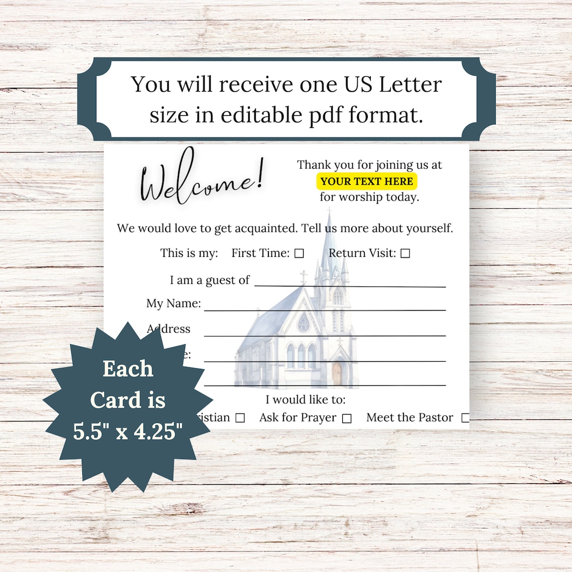 Editable Church Visitor Cards - Church Visitor Cards, Church Welcome ...