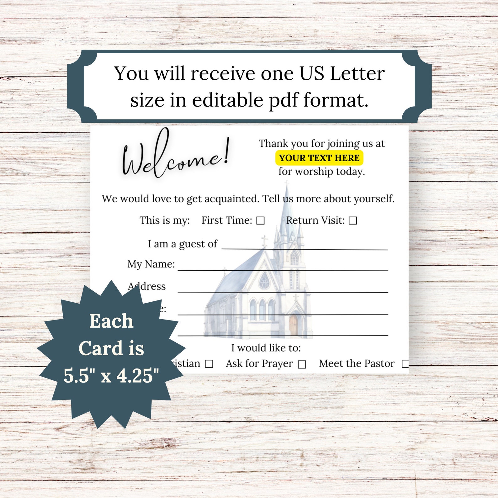 Editable Church Visitor Cards - Church Visitor Cards, Church Welcome ...